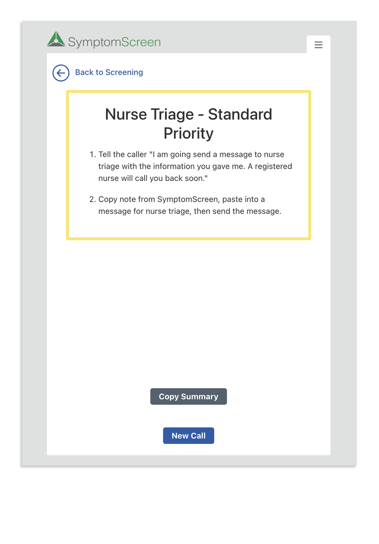 Symptom Screening Software for Non-Clinical Users - SymptomScreen